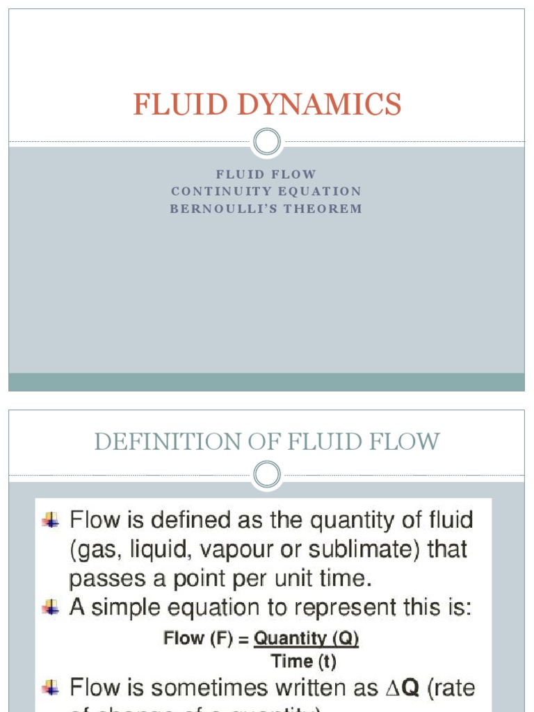 Fluid Dynamics | PDF | Laminar Flow | Fluid Dynamics