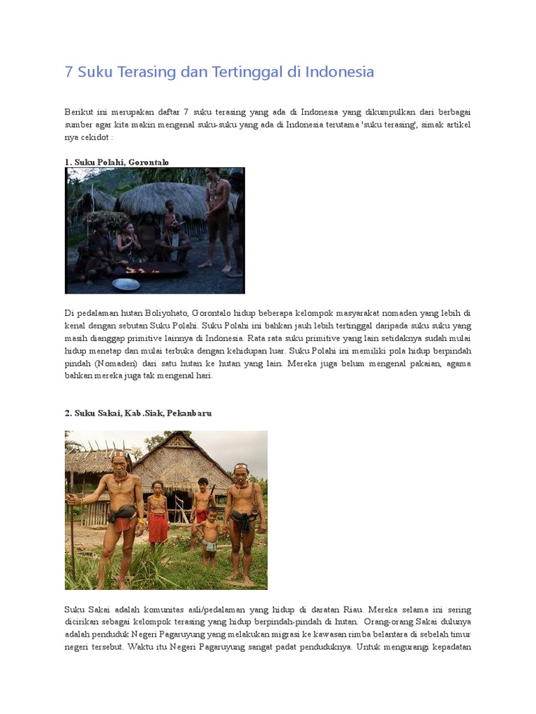 7 Suku Terasing Di Indonesia | PDF