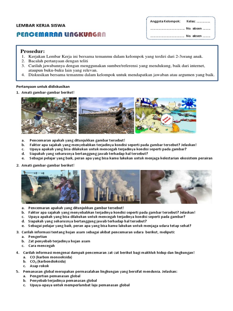 LEMBAR KERJA SISWA Pencemaran Lingkungan | PDF