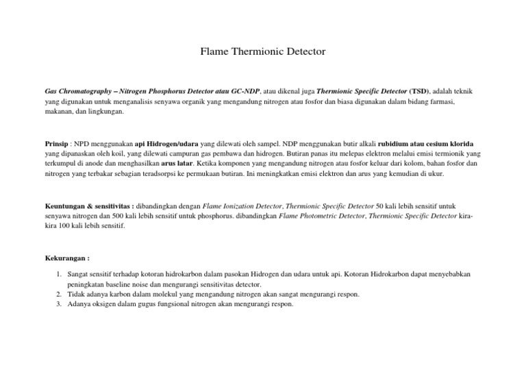 Flame Thermionic Detector | PDF