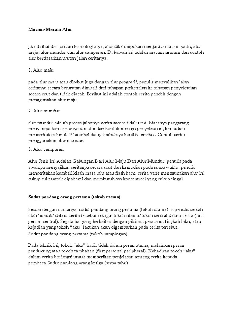 Jenis-Jenis Alur Cerita dalam Sastra | PDF