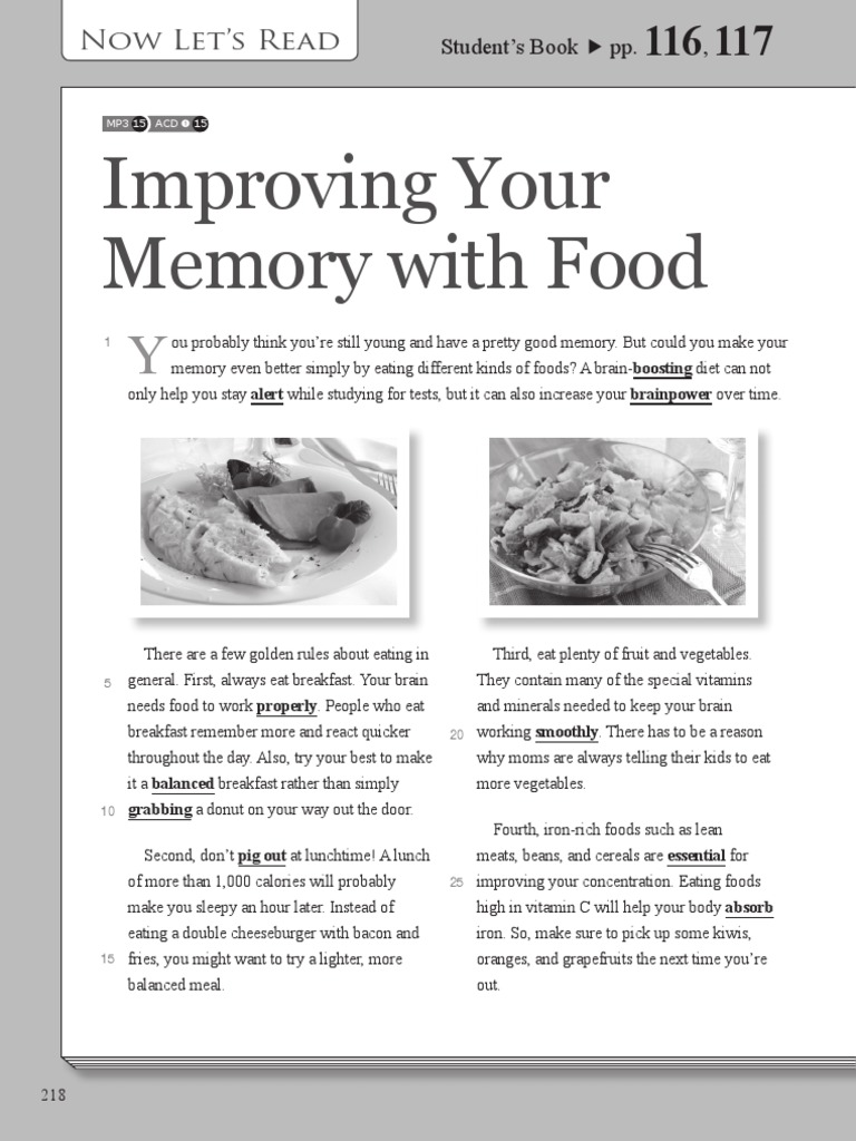 6 Improving Your Memory With Food | PDF | Lunch | Memory