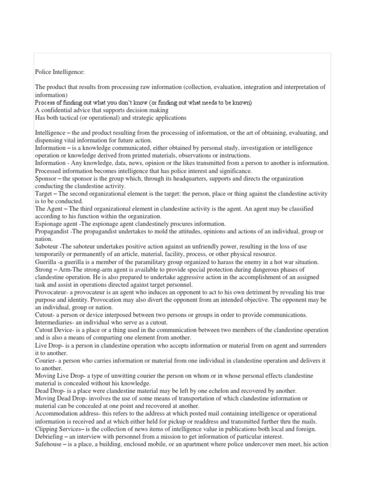 Police Intel Word | Download Free PDF | Signature | Espionage