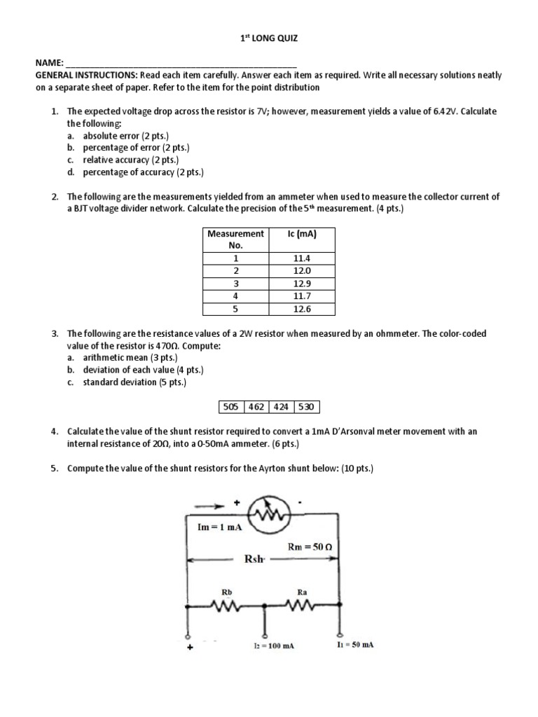 1 Long Quiz NAME: - GENERAL INSTRUCTIONS: Read Each Item Carefully ...