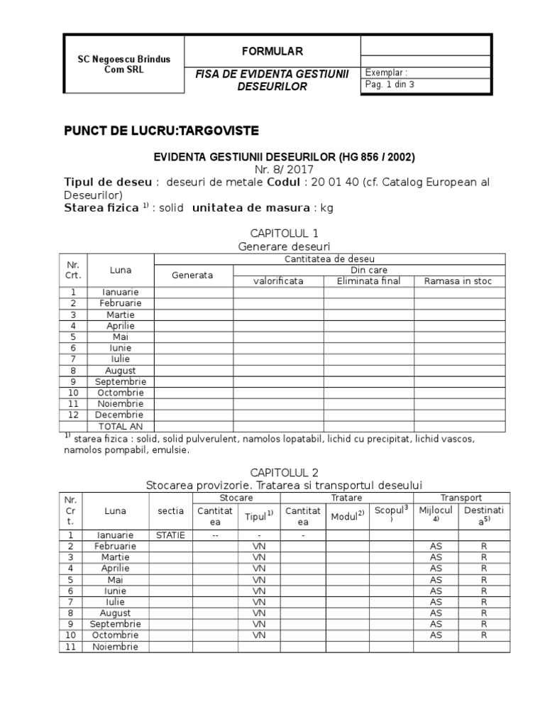 Fise Ev Gest Deseu - 20 01 40 | PDF