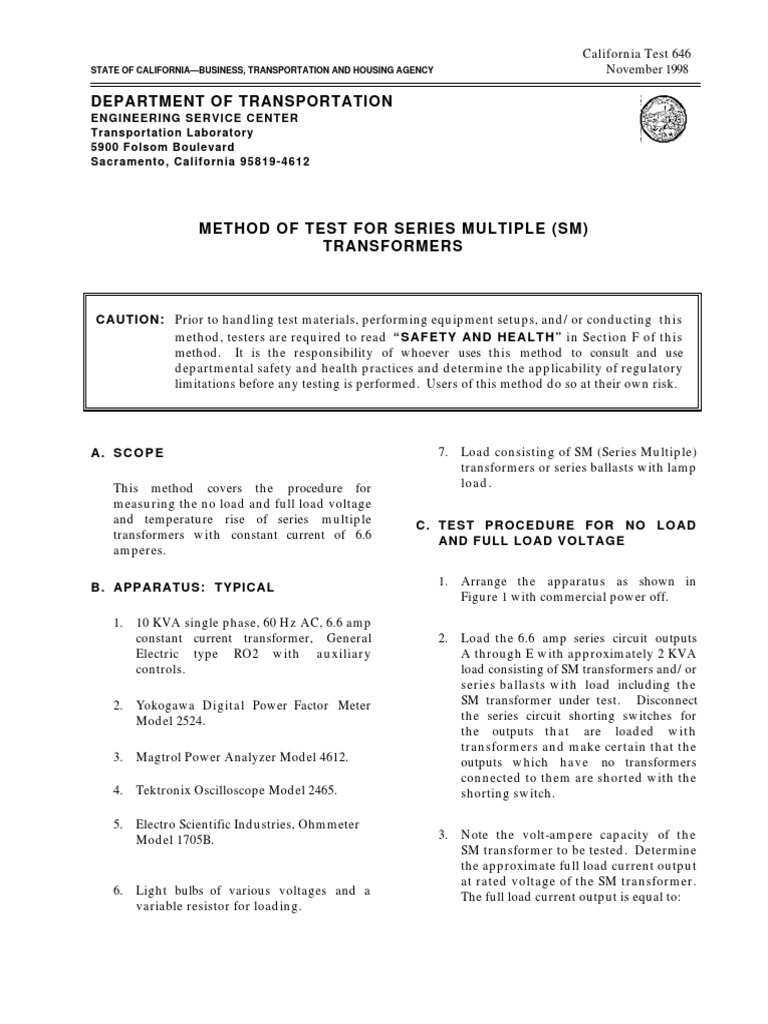 Methode Test Transformer | PDF | Transformer | Electric Current