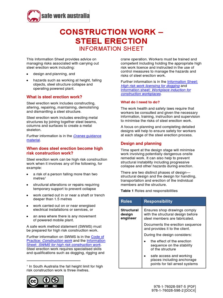 Construction Information Sheets Steel Erection | PDF | Crane (Machine ...