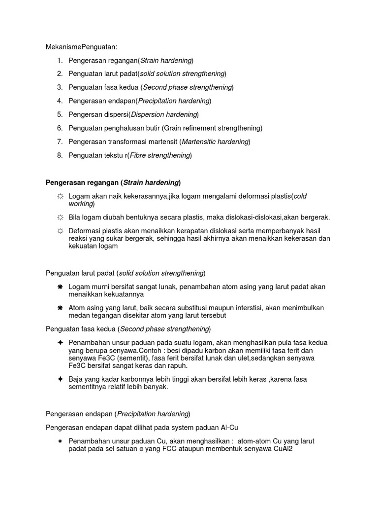 Mekanisme Penguatan Material Logam | PDF