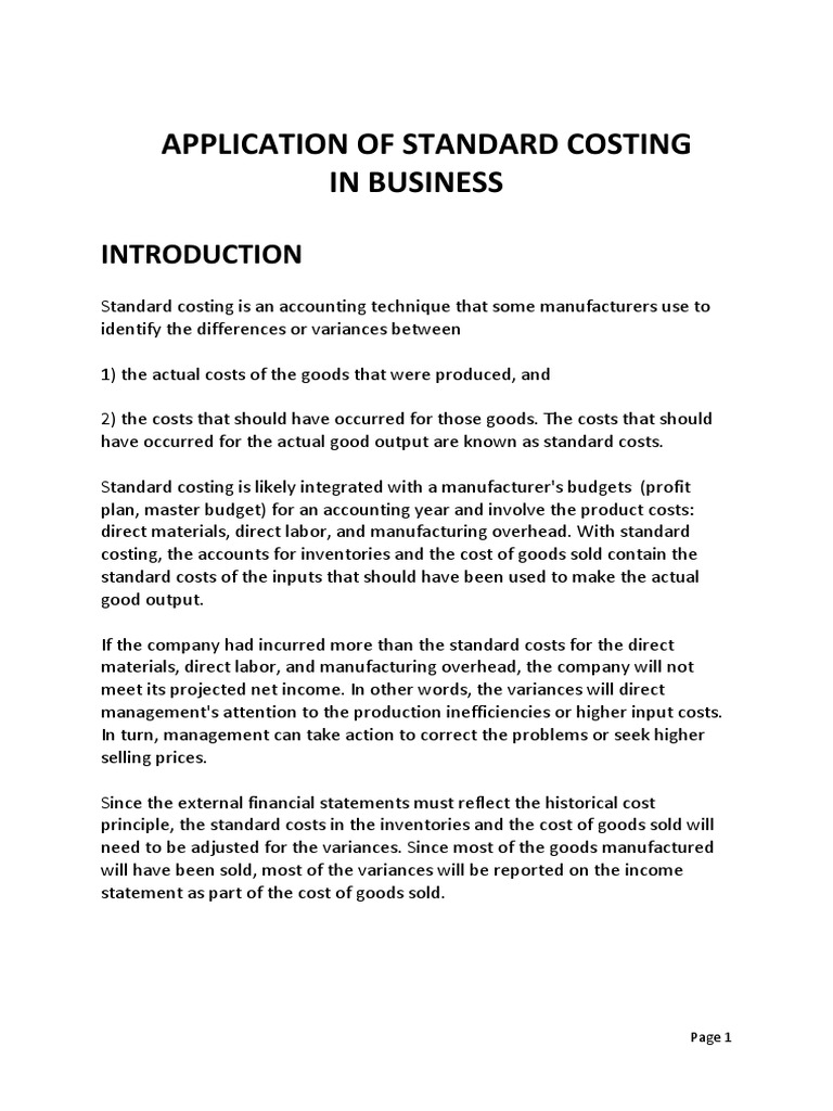 Standard Costing | PDF | Labour Economics | Cost Of Goods Sold