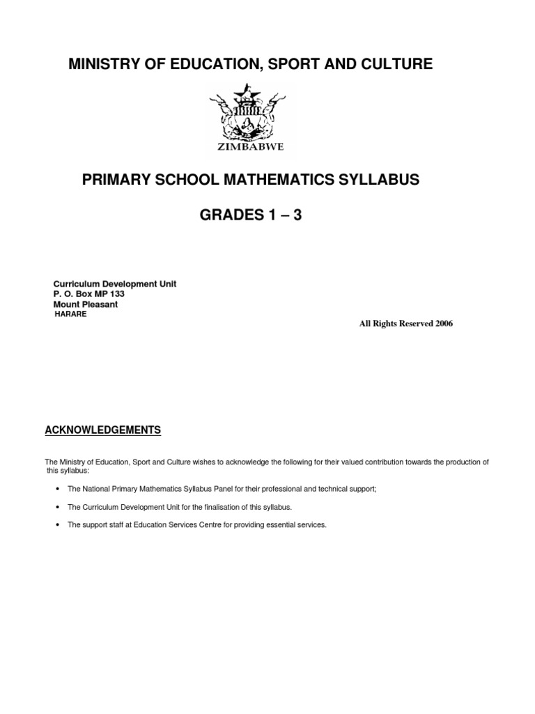 Mathematics Syllabus Primary 1-3 | PDF | Fraction (Mathematics ...