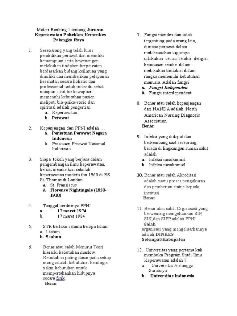 Materi Ranking 1 Poltekkes Kemenkes Palangka Raya | PDF