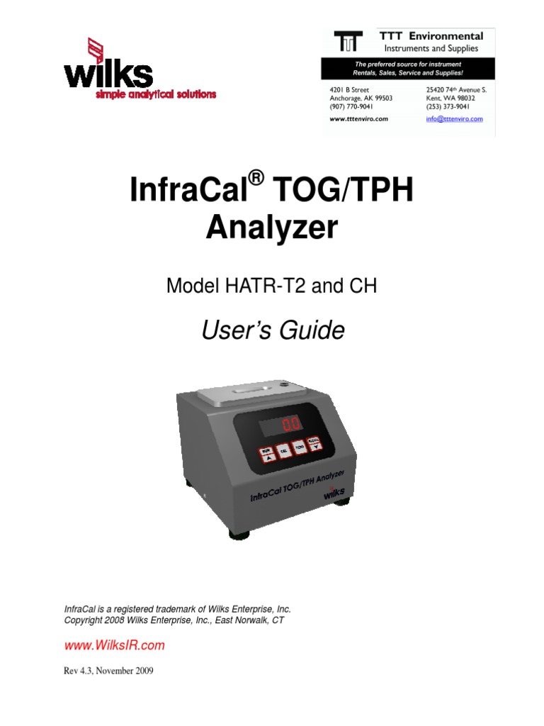 Manual InfraCal TOG TPH PDF | PDF | Parts Per Notation | Calibration