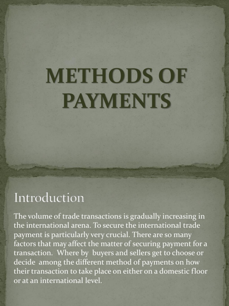 Methods of Payments | PDF | Financial Transaction | Payments
