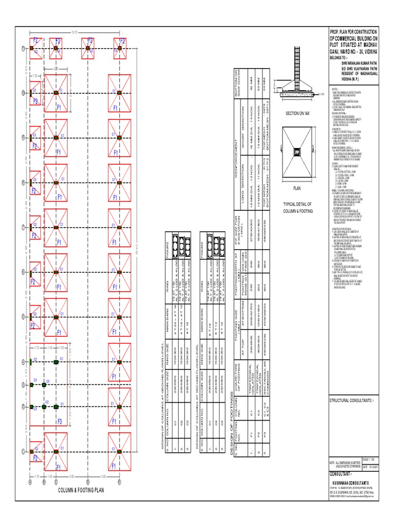 Column and Footing Design Details | PDF | Beam (Structure) | Column