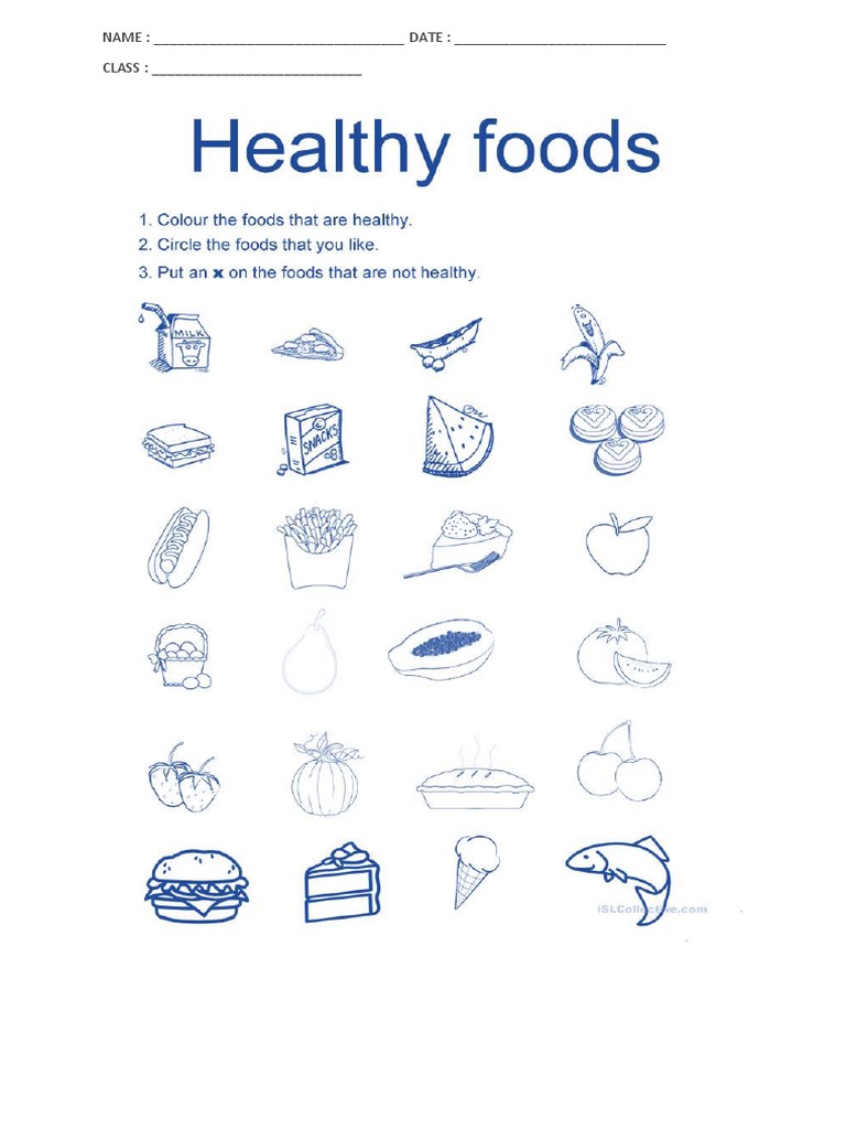 Task Sheet Healthy Food Colour | PDF