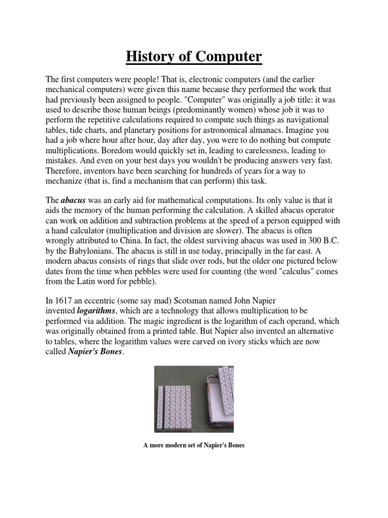 History of Computer | PDF | Integrated Circuit | Computer Program