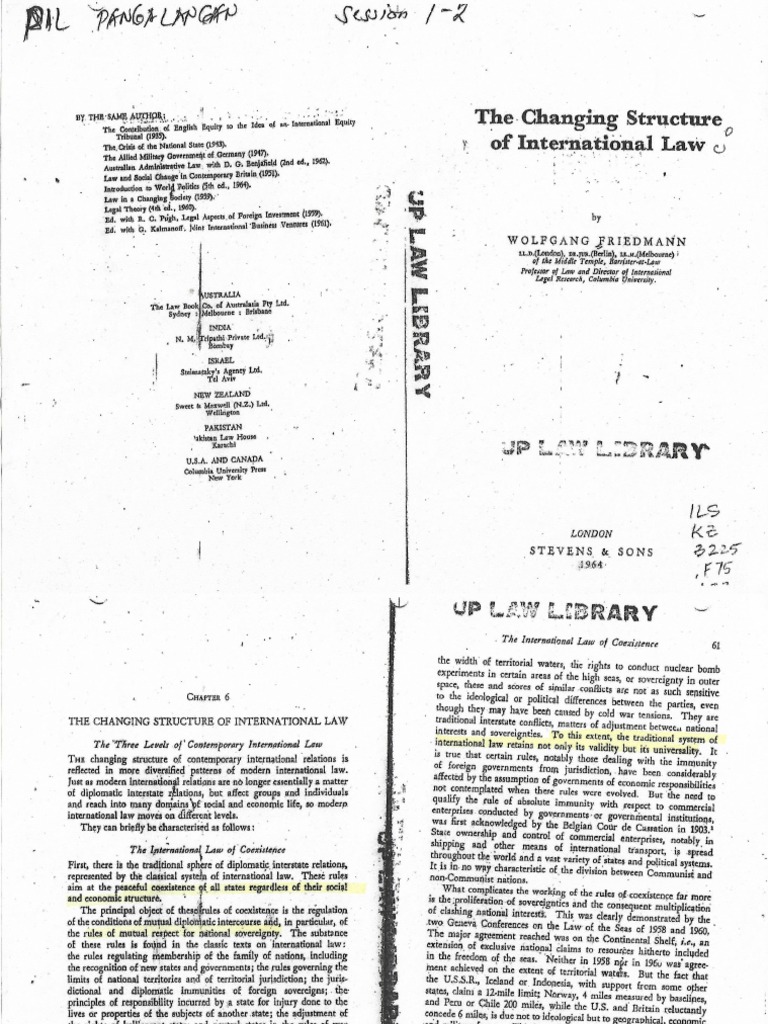 Wolfgang Friedman - The Changing Structure of International Law PDF | PDF