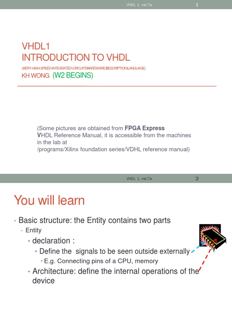 Lecture 1 Introduction | PDF | Vhdl | Input/Output