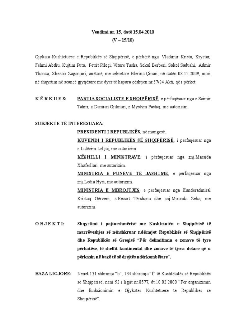 Vendimi I Gjykatës Kushtetuese | PDF