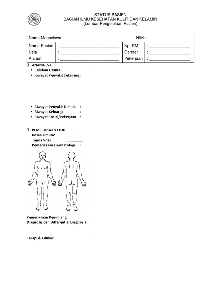 Status Pasien Dermatologi dan Terapi | PDF