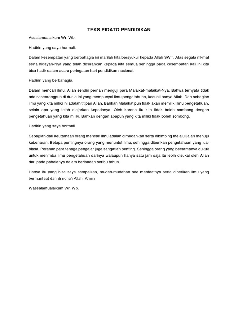 Teks Pidato Pendidikan | PDF