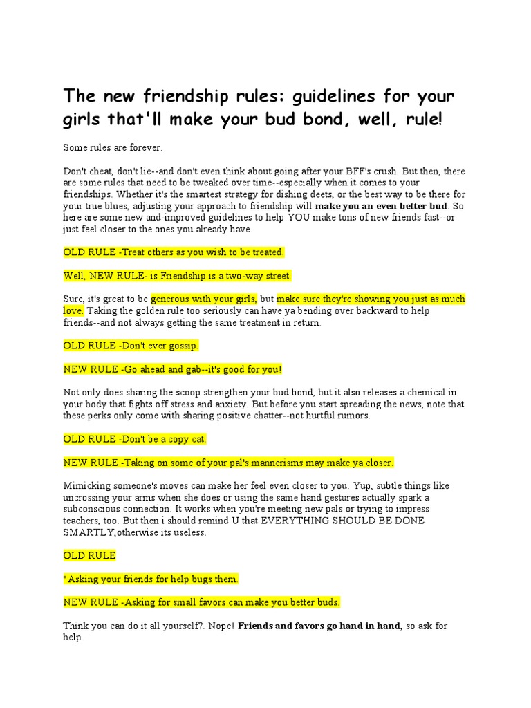 The New Friendship Rules | PDF