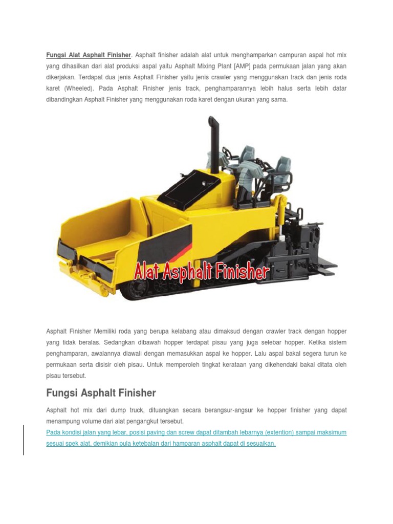 Fungsi Alat Asphalt Finisher 2 | PDF