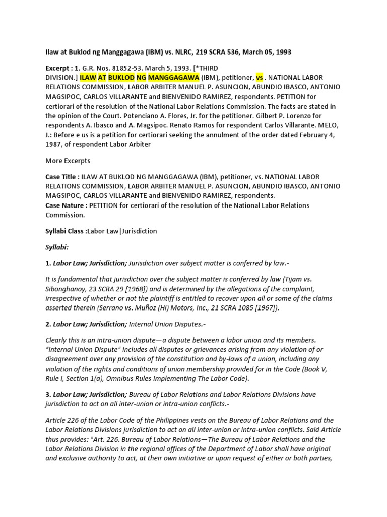 Ilaw at Buklod NG Manggagawa Vs NLRC | PDF | Industrial Relations | Arbitration
