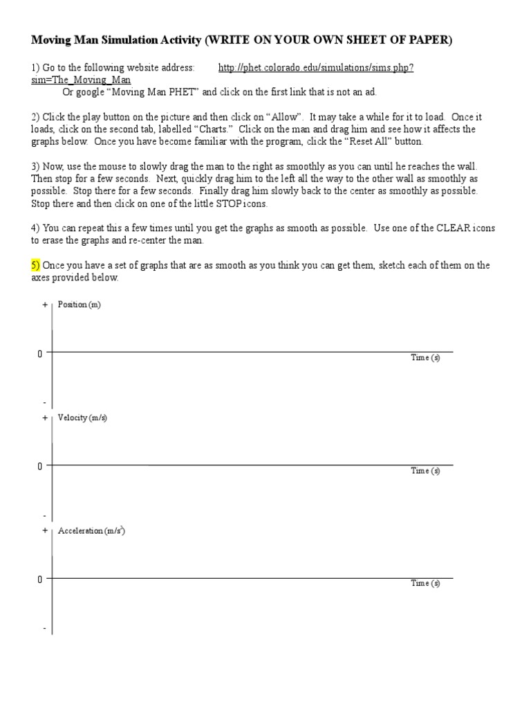 Moving Man Simulation Guide | PDF | Velocity | Acceleration