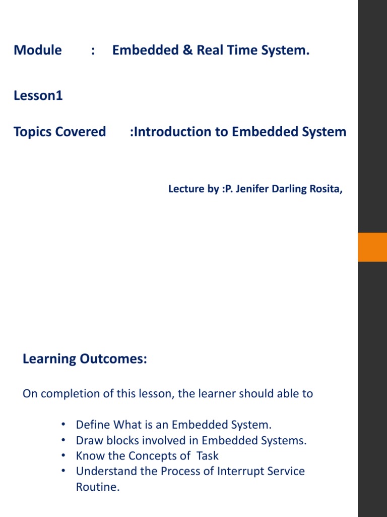 Embedded & Real Time System.: Lecture By:p. Jenifer Darling Rosita | PDF | Embedded System ...