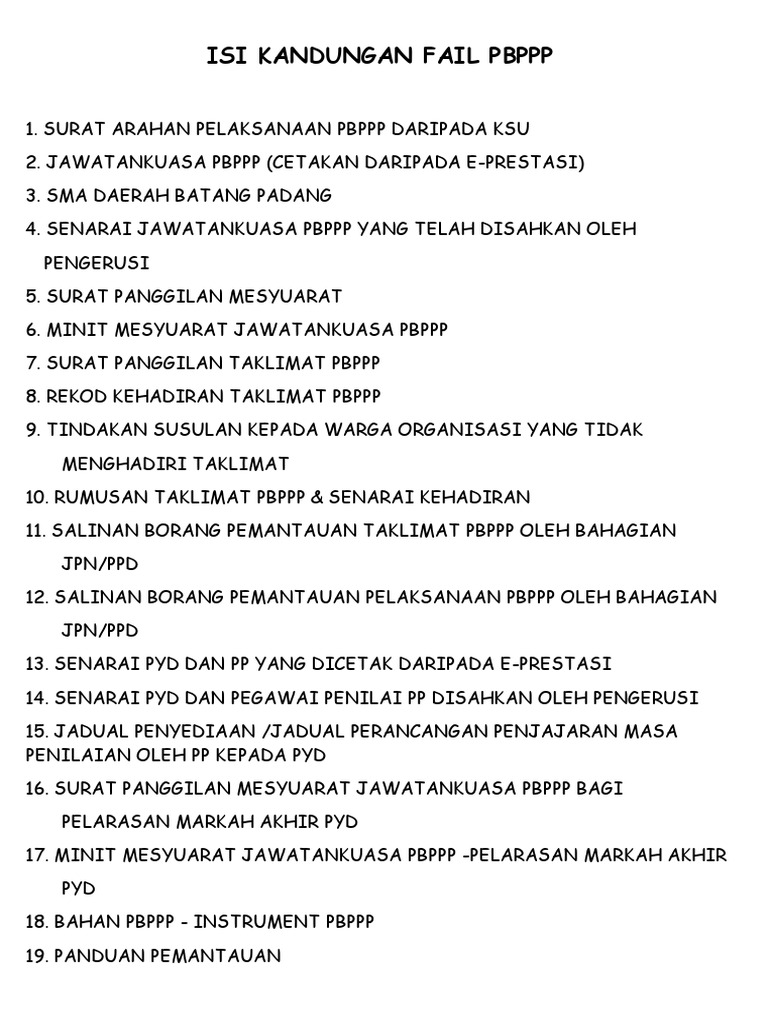 Isi Kandungan Fail PBPPP | PDF