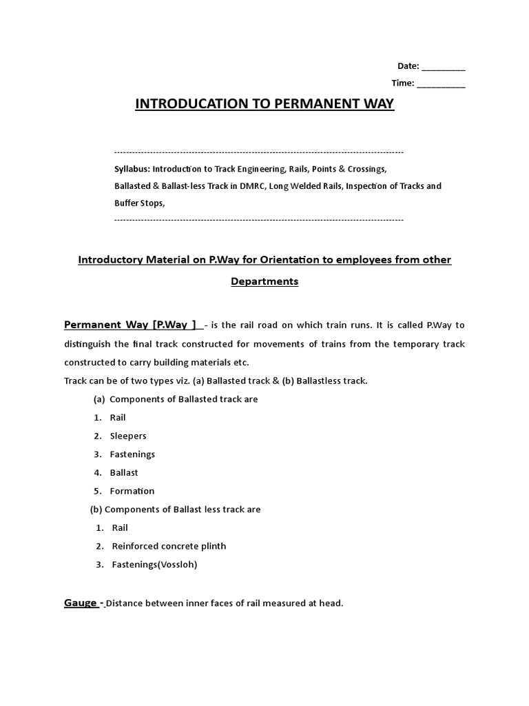 P Way | PDF | Track (Rail Transport) | Rail Transport