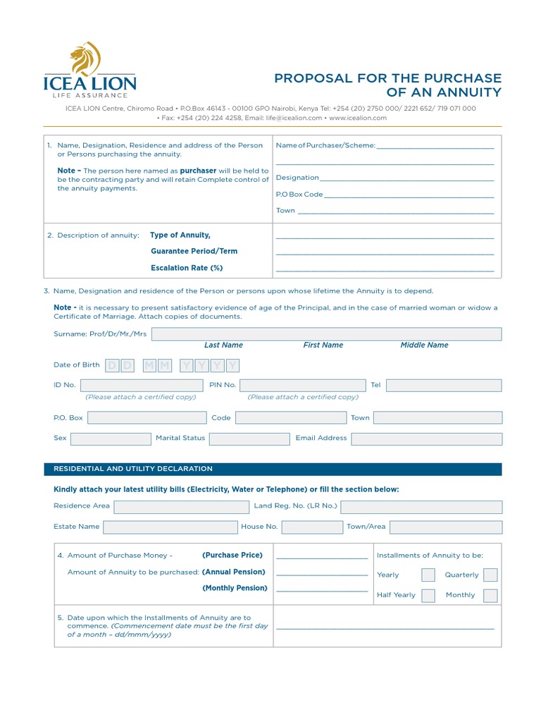 ICEA Annuity Proposal Form | PDF | Life Insurance | Financial Services