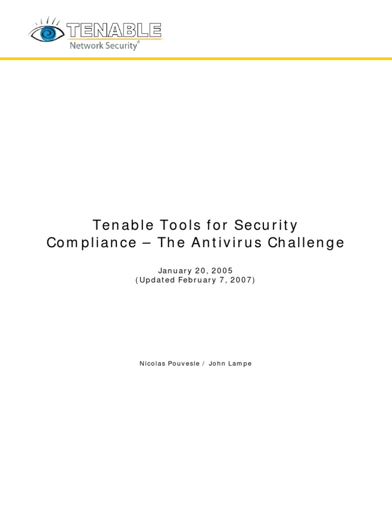 Tenable Tools For Security Compliance - The Antivirus Challenge | PDF ...