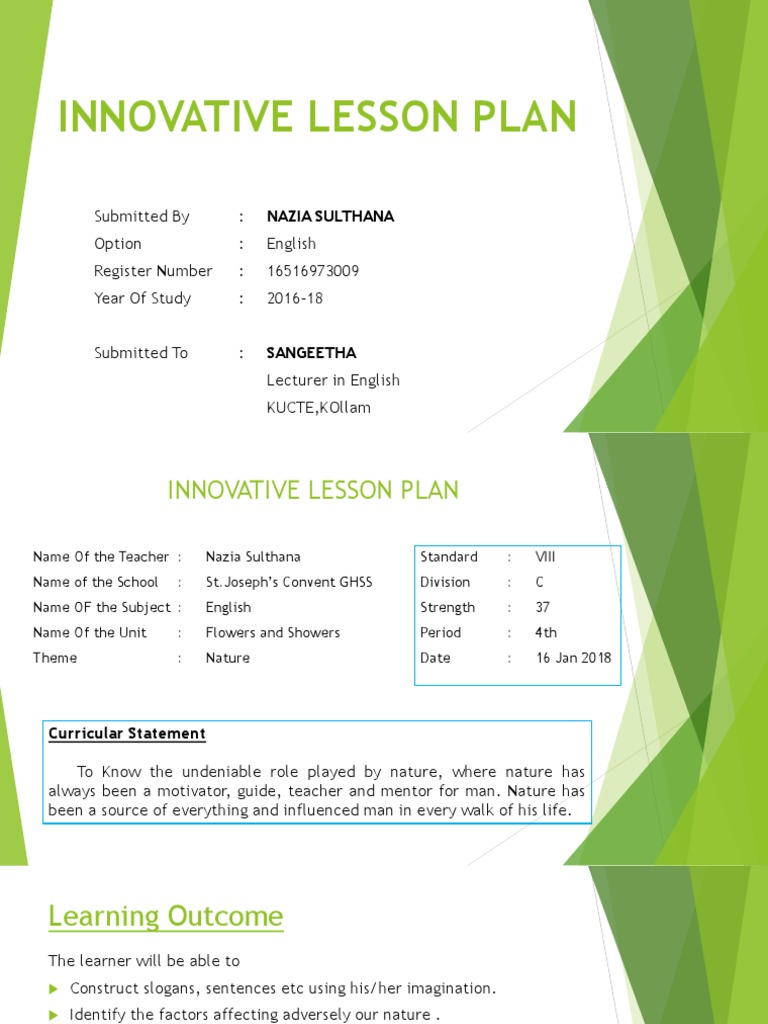Innovative Lesson Plan | PDF | Lesson Plan | Nature