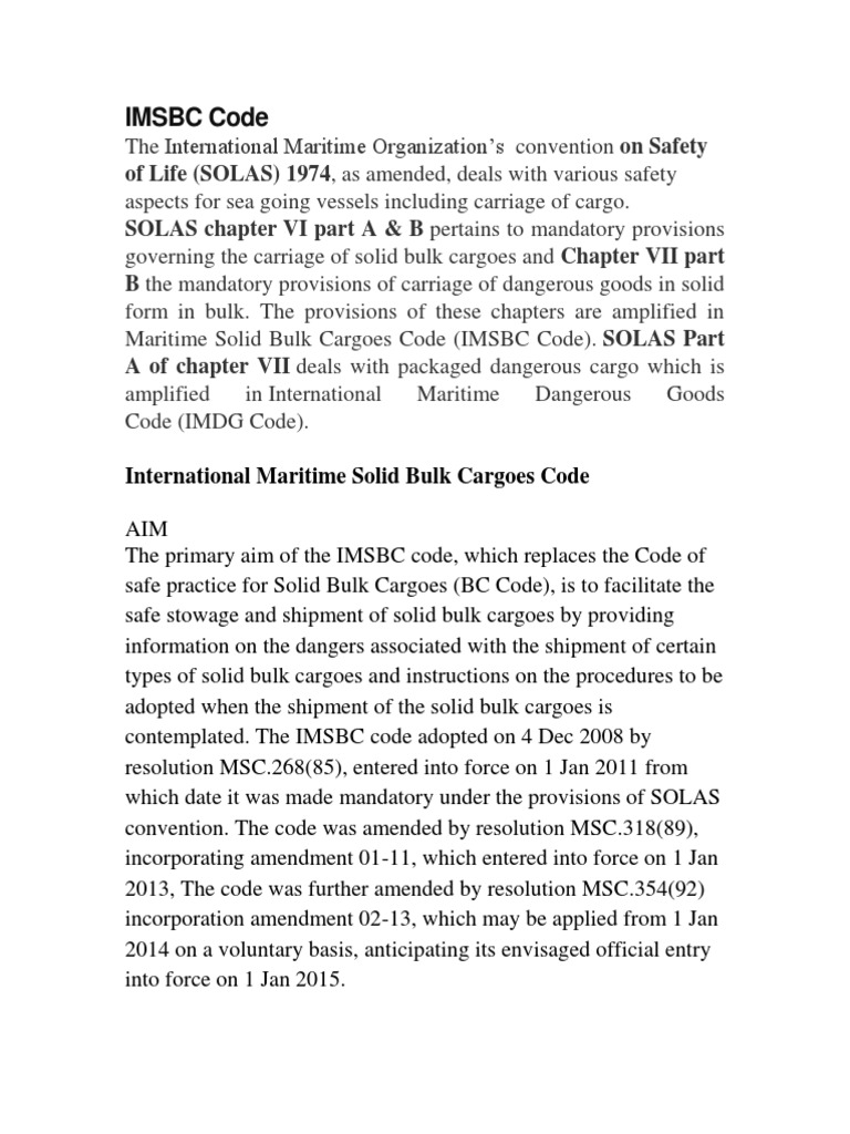 Structure of IMSBC Code | Download Free PDF | Dangerous Goods | Cargo
