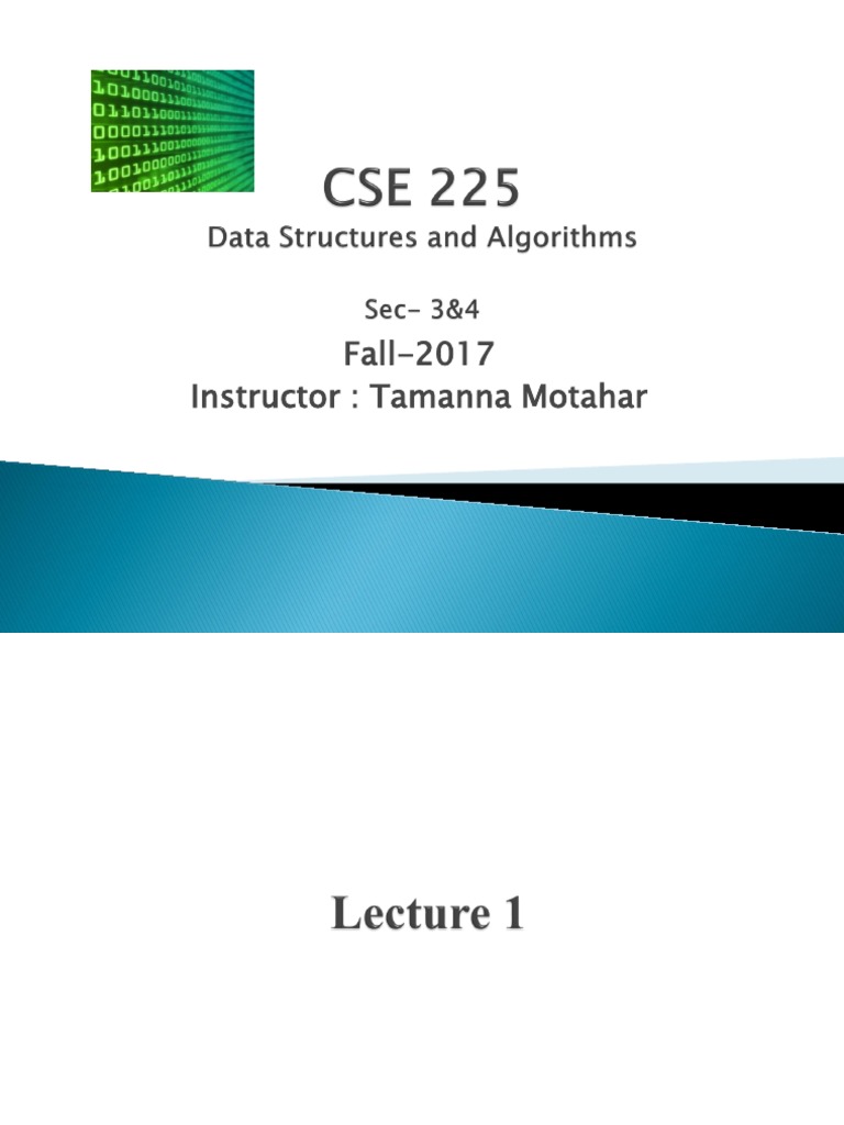 Lecture 1 Cse 225 Class Computer Programming Constructor Object Oriented Programming