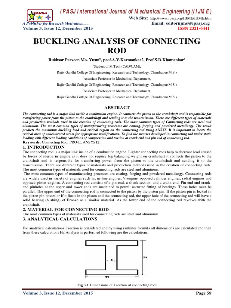 Analyzing Connecting Rod Buckling Stress | PDF | Bending | Strength Of ...