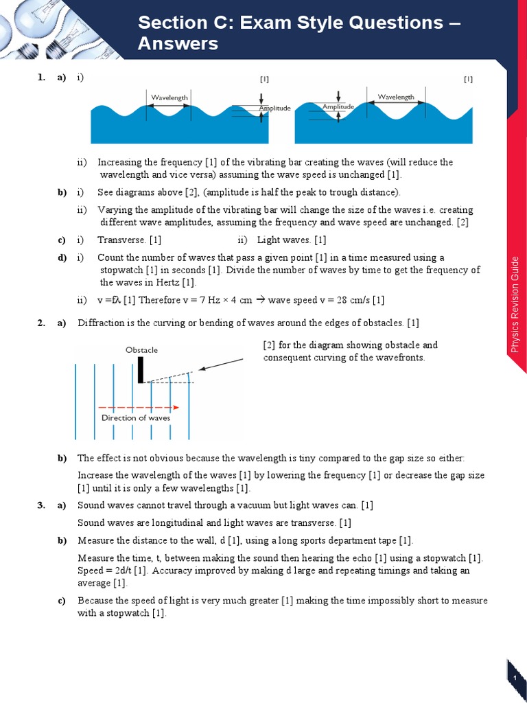 Exam Style Physics Questions & Answers | PDF | Wavelength | Waves