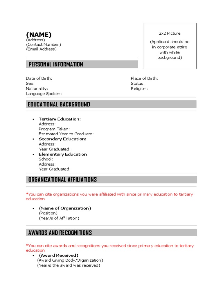 Resume Organizational Affiliations Guide | PDF