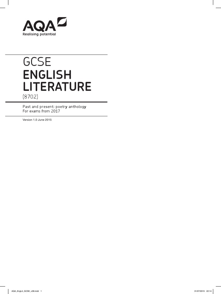 GCSE English Lit 8702 Past and Present Poetry Anthology | PDF | License ...