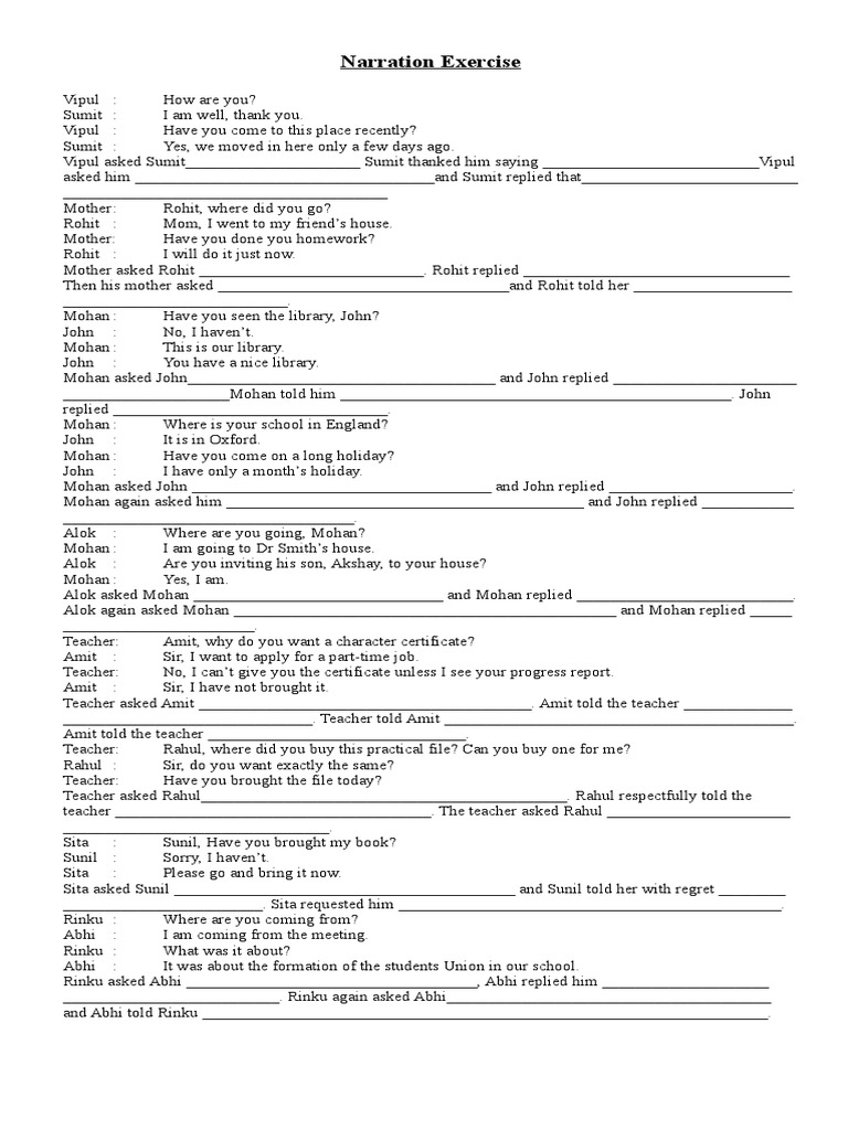 Narration Exercise | PDF