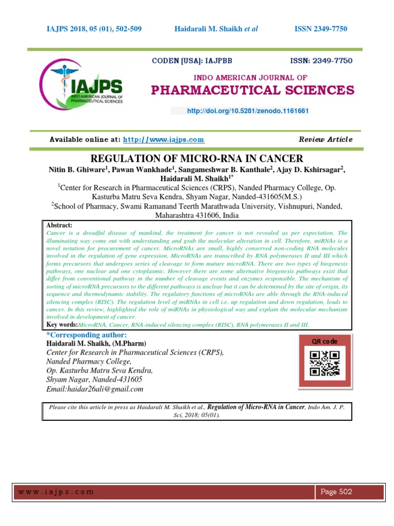 Regulation of Micro-Rna in Cancer | PDF | Micro Rna | Rna