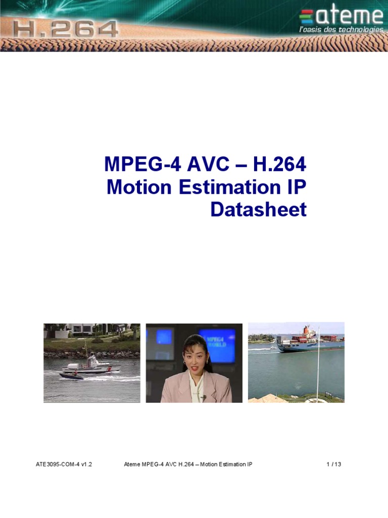 Ateme MPEG-4 AVC H264 Motion Estimation IP Datasheet | PDF | H.264/Mpeg 4 Avc | Digital Electronics