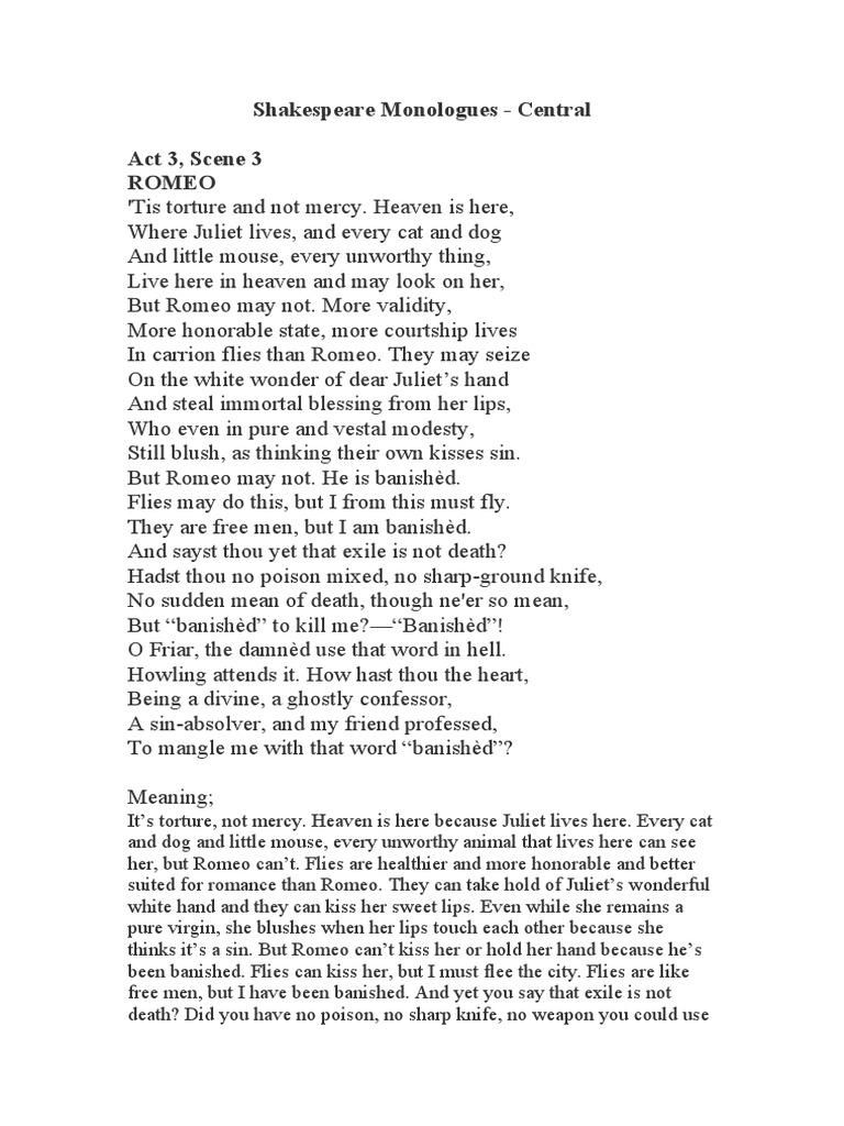 Shakespeare Monologues | PDF | Juliet | Religion And Belief