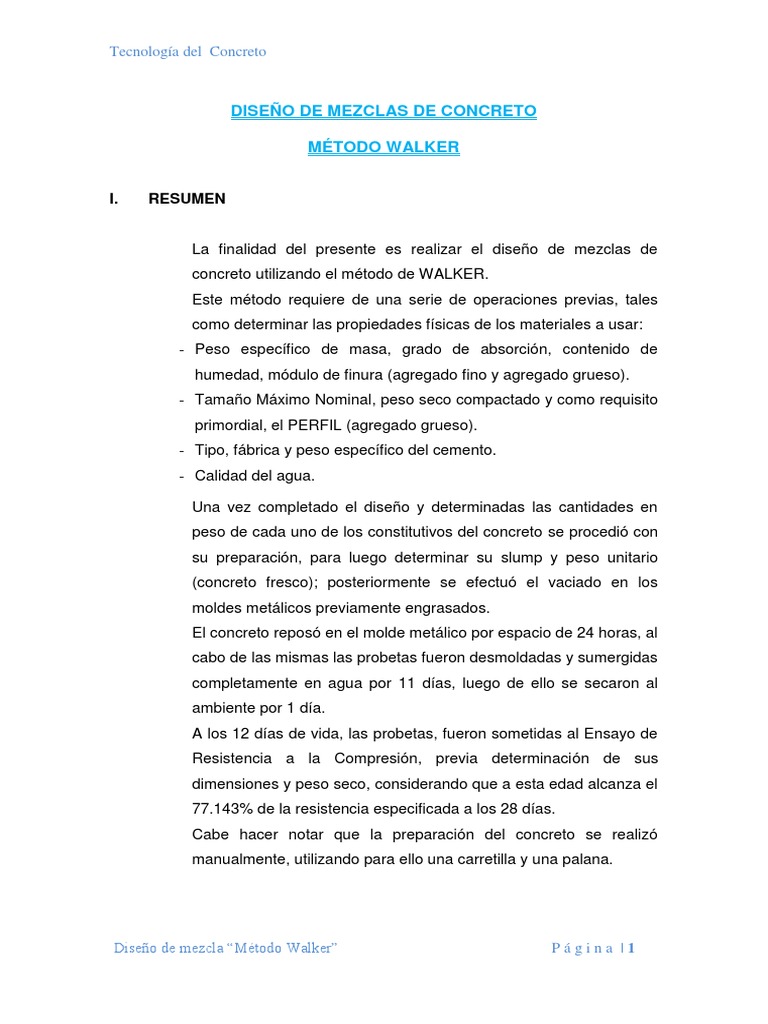 Diseno de Mezclas Metodo Walker | PDF | Material compuesto | Hormigón