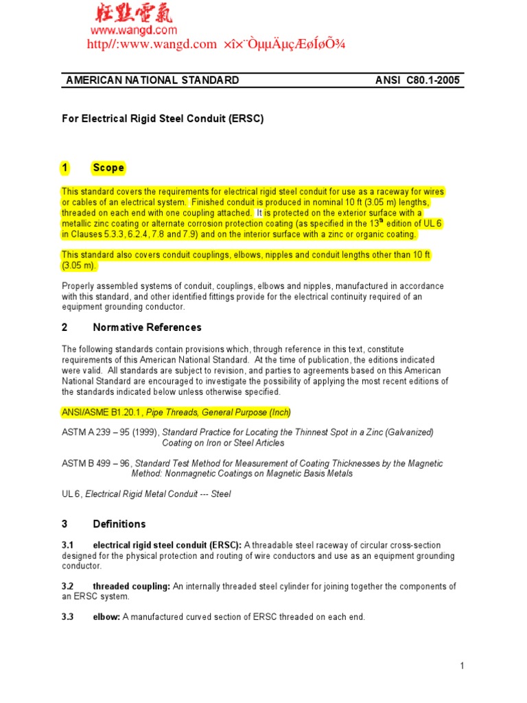 ANSI C80.1-2005 For Electrical Rigid Steel Conduit PDF | PDF | Pipe ...