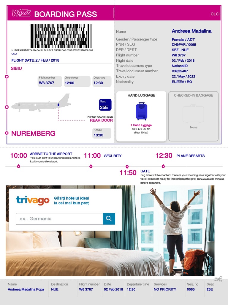 BoardingCard 159624623 SBZ NUE PDF | PDF | Baggage | Transport