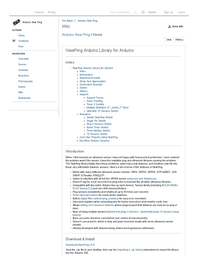 Arduino Newping Library Pdf Arduino Computer Hardware