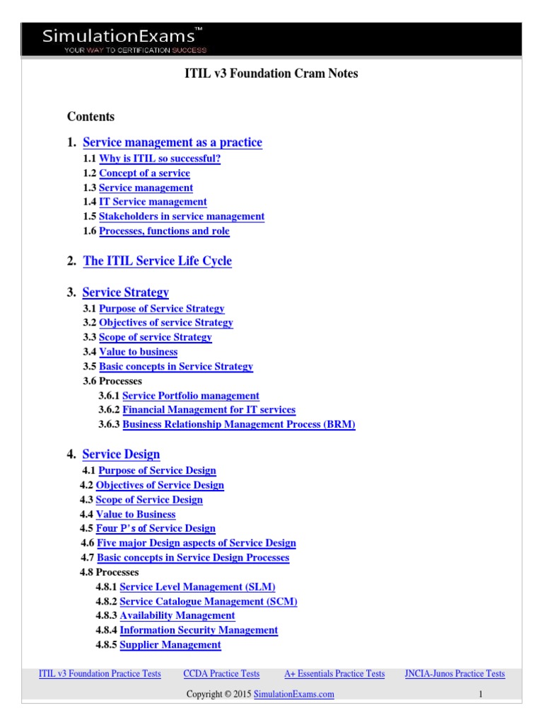 ITIL Cram Notes PDF | PDF | Itil | It Service Management